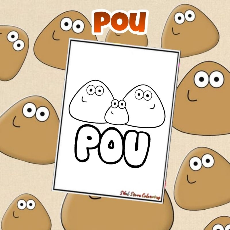 สมุดระบายสีเด็ก Pou Character / ระบายสี Pou / กระดาษวาดรูป (10 แผ่น ...
