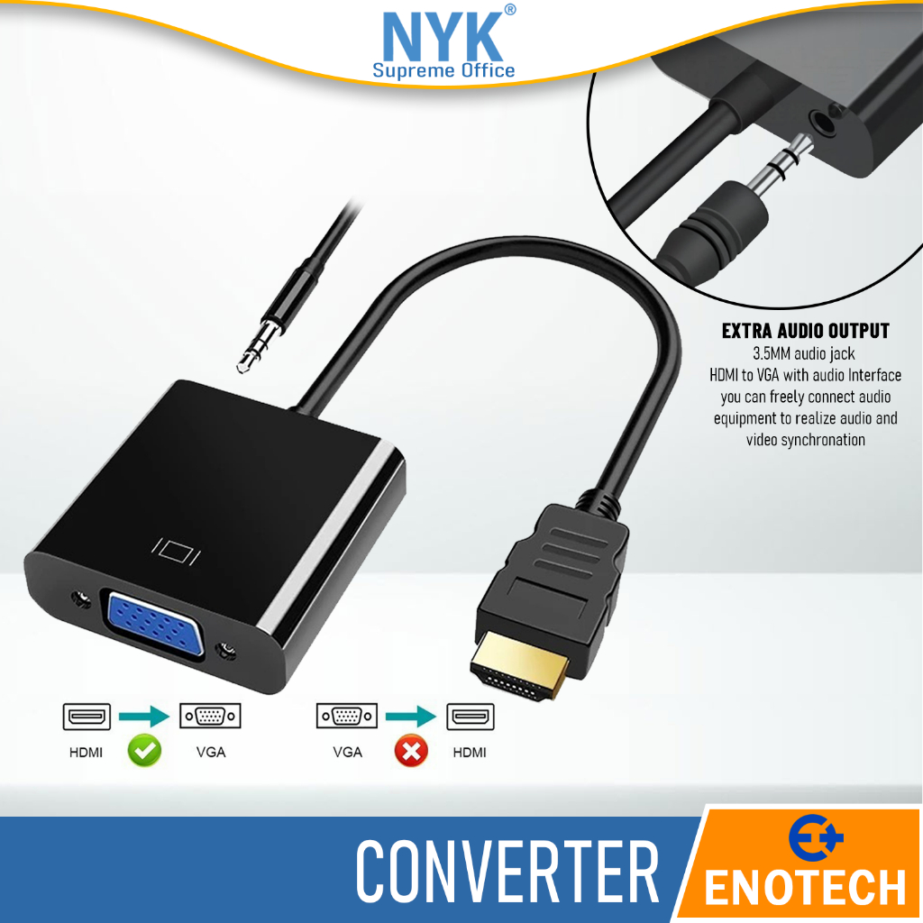 Nyk ตัวแปลงสาย hdmi เป็น VGA + Aux Audio | Shopee Thailand