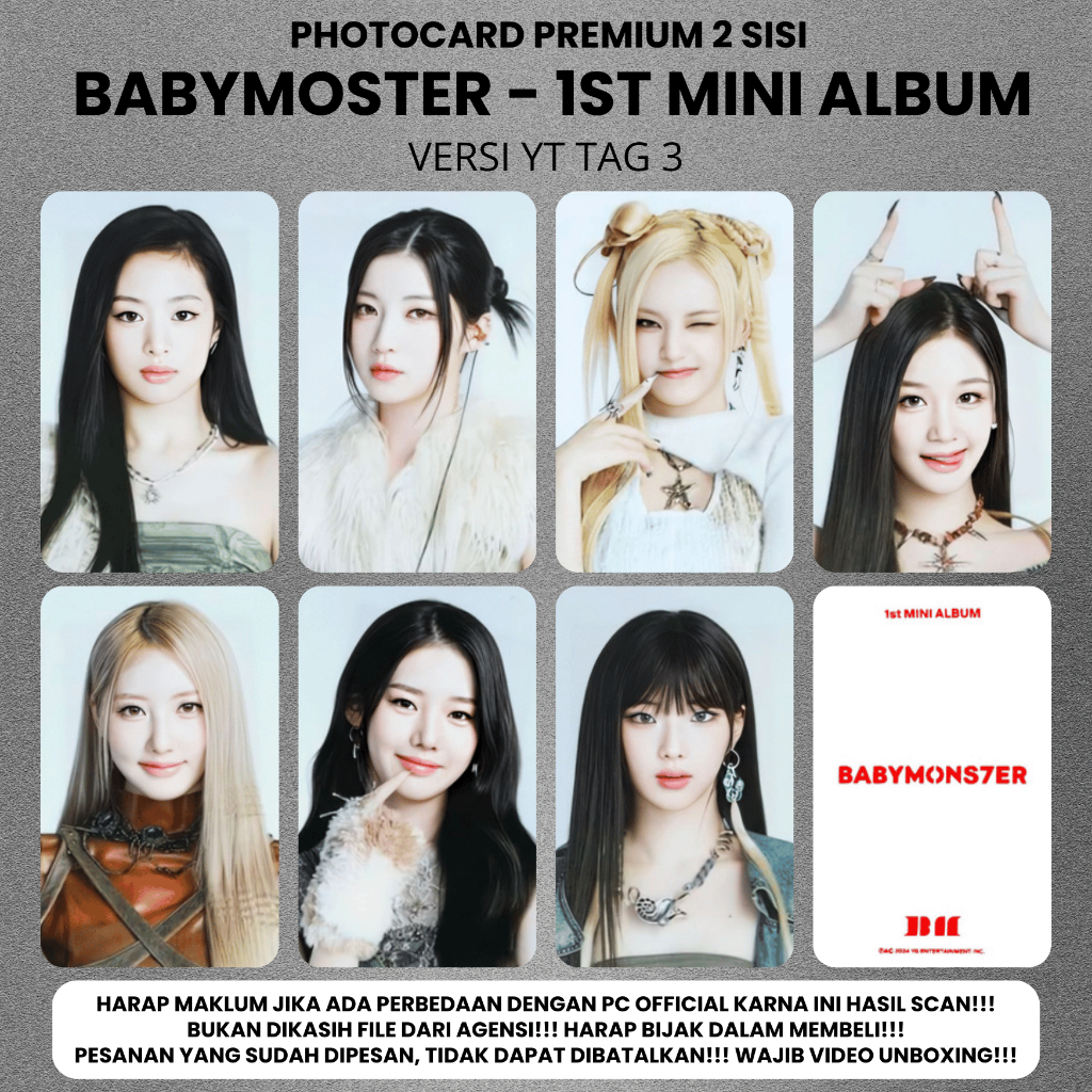 Replika (CONTENTS Of 7 PCS) BABY MONSTER Photocard 1st Mini Album BABYMONS7ER - Baemon Premium ...