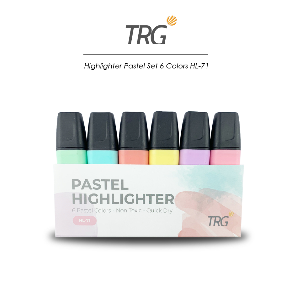 Trg Highlighter Pastel Set 6 สี HL-71 - Textliner TRG ปากกามาร์กเกอร์สี ...