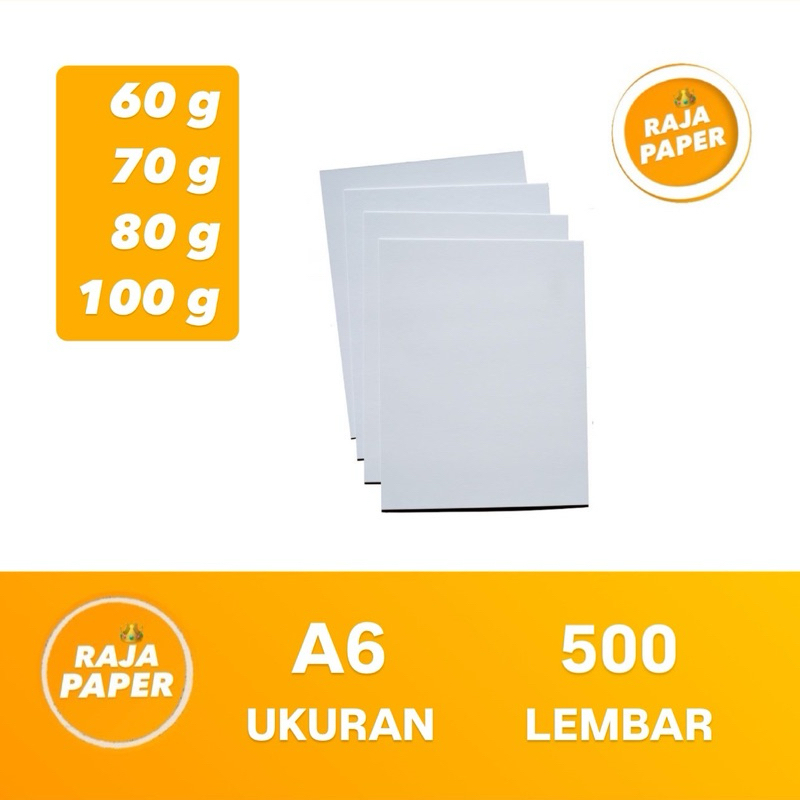 A6 ขนาด HVS กระดาษ 500 แผ่น 60 70 80 100 Gsm Gr แกรม (105 มม. x 148 มม. ...
