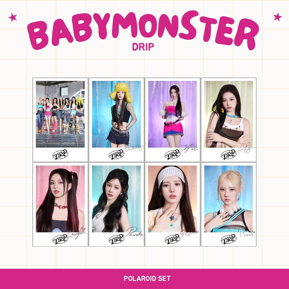 Polaroid BABYMONSTER DRIP (8 ชิ้น + 2 ด้าน) เข้าสู่ระบบมือ TTD KPOP การ์ดรูปถ่าย PREMIUM KOREAN ...