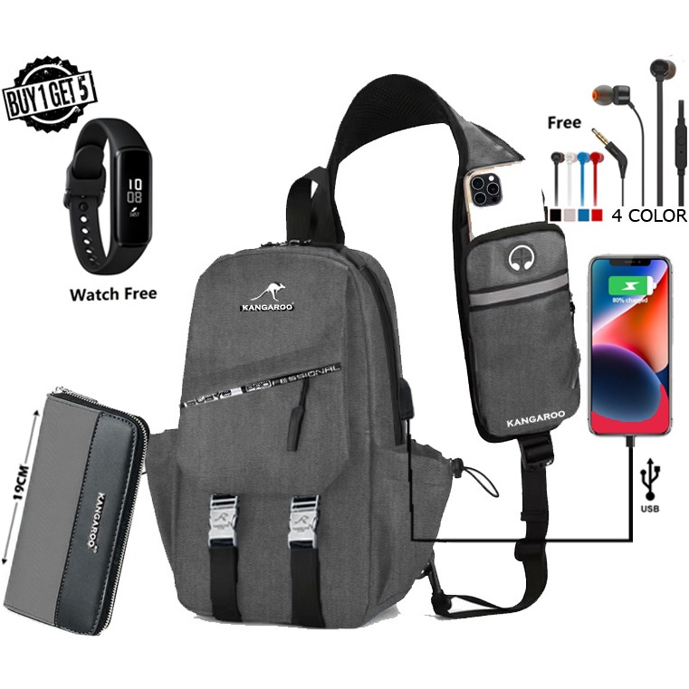 Kangaroo X JEEP TAS WATERPROOF BAG USBPORT ฟรีชุดหูฟัง WATCH และ ...