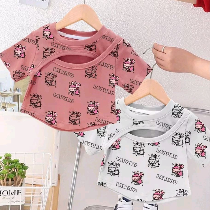 Darby Girls Fullprint Labubu Crop Top เสื้อยืดอายุ 1 2 3 4 5 6 7 8 9 10 ...