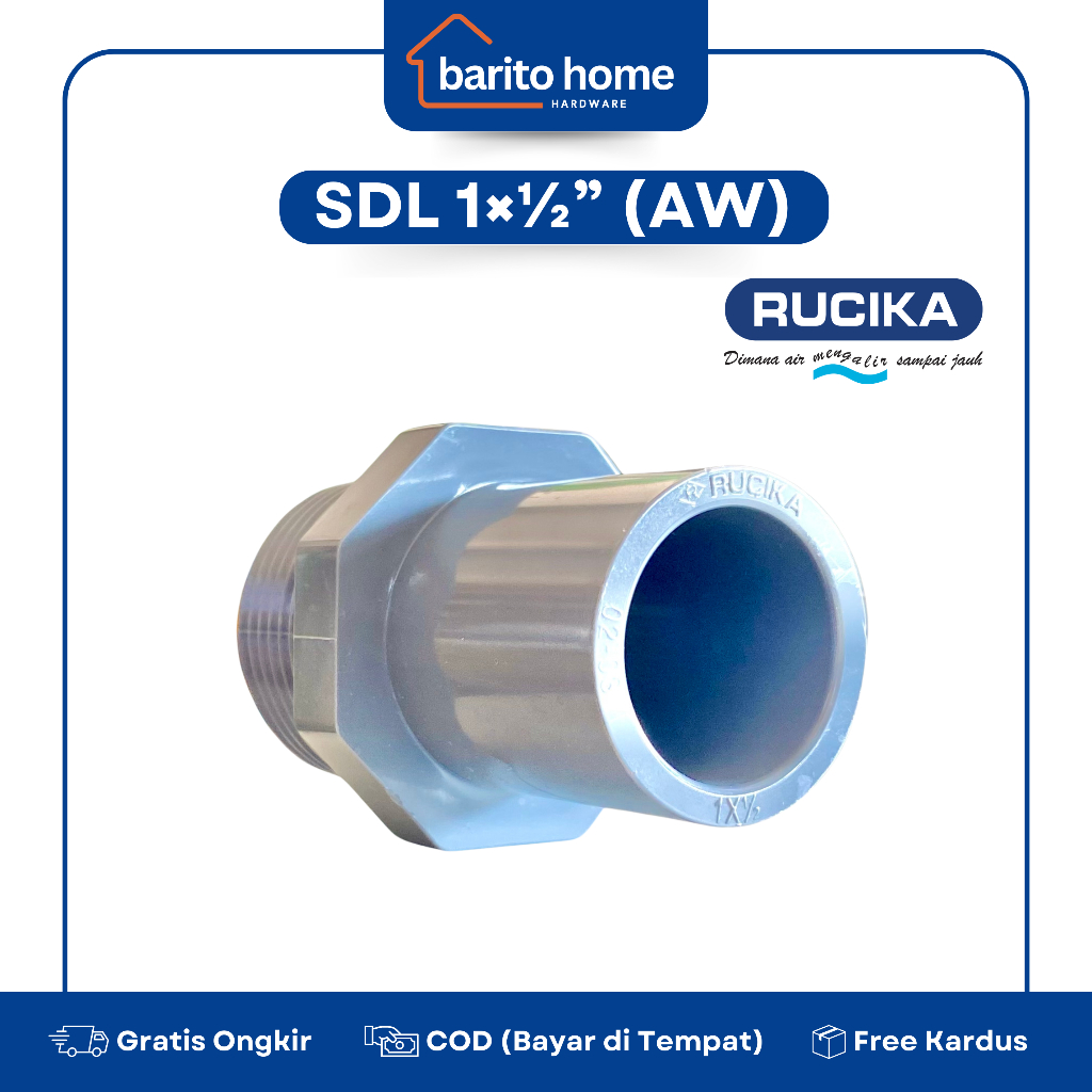 RUCIKA เต้ารับเกลียวนอก (SDL) 1 1/2 นิ้ว AW (หนา) uPVC / เต้ารับวาล์ว ข้อต่อท่อ ขนาดการเชื่อมต่อ ...