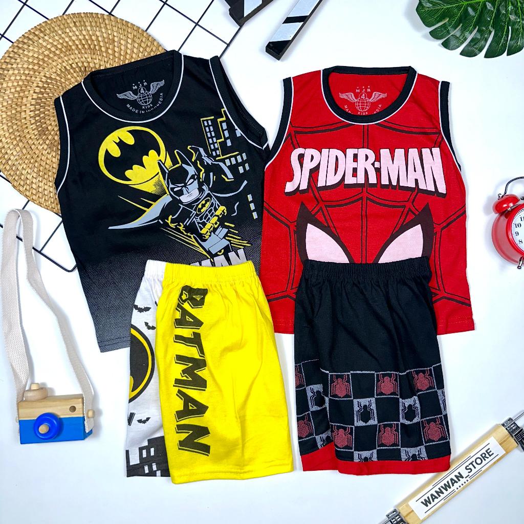 Katun Premium COTTON BOYS BATMAN SPIDERMAN SINGLET SET อายุ 1-10 ปี ...
