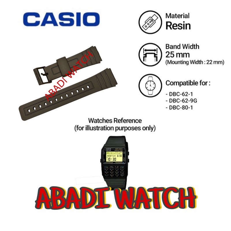 CASIO DBC-62 / DBC-80 25mm สายเรซินสีดํา | Shopee Thailand