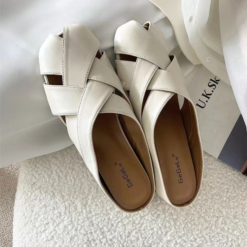 Fcn - Retro Hollow Out Leather Summer Slip On Shoes | Shopee Thailand