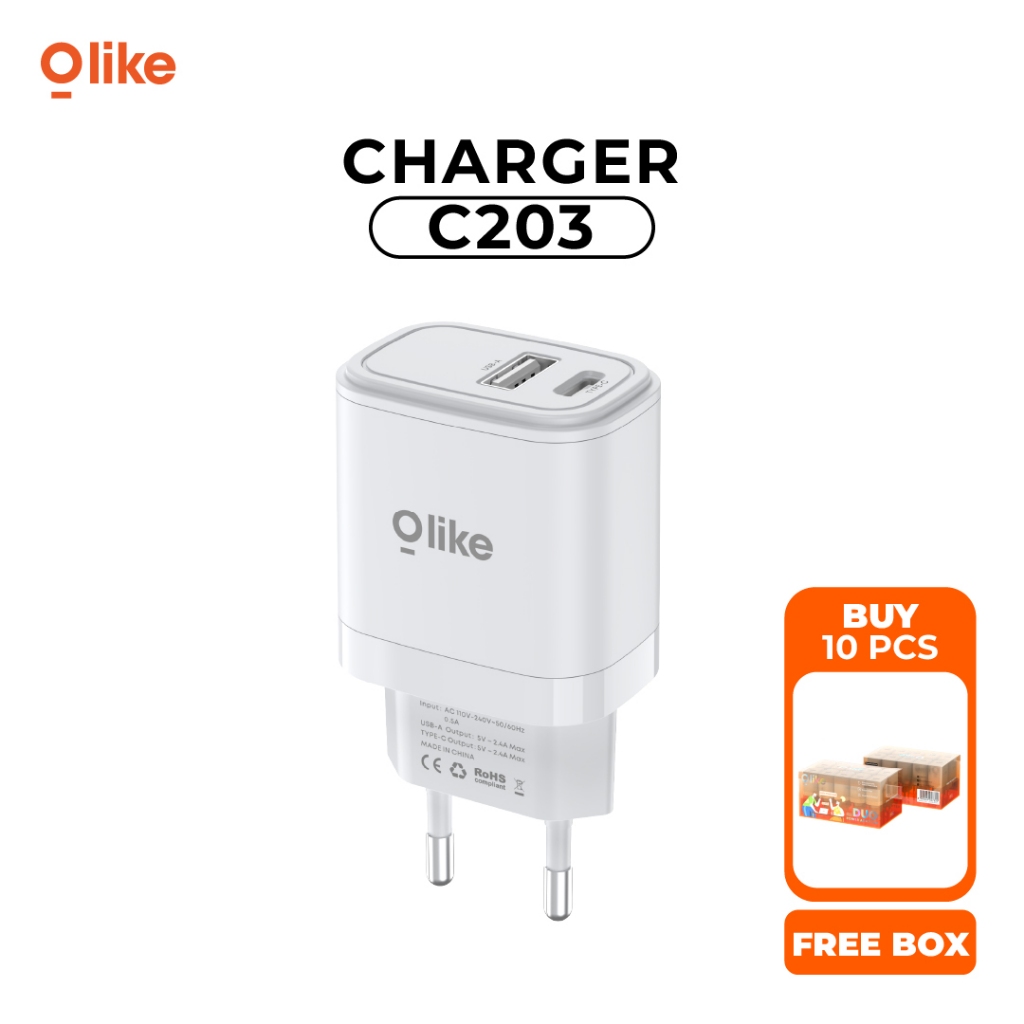 [ผลิตภัณฑ์ใหม่] Olike Charger Head C203 Dual Port Output USB+Type-C 12W ...