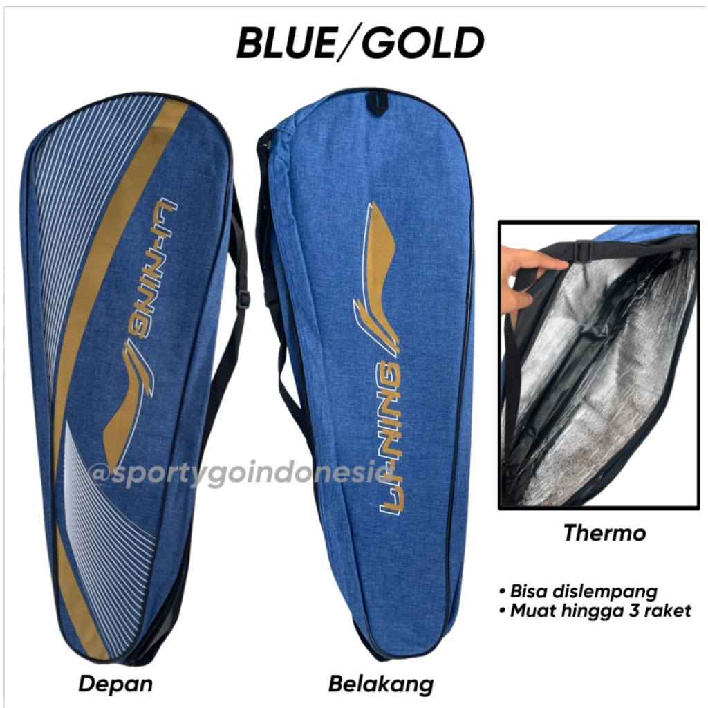 ฝาครอบไม้แบดมินตัน Lining 1R BLUE/GOLD / ORIGINAL กระเป๋าแบดมินตัน ...