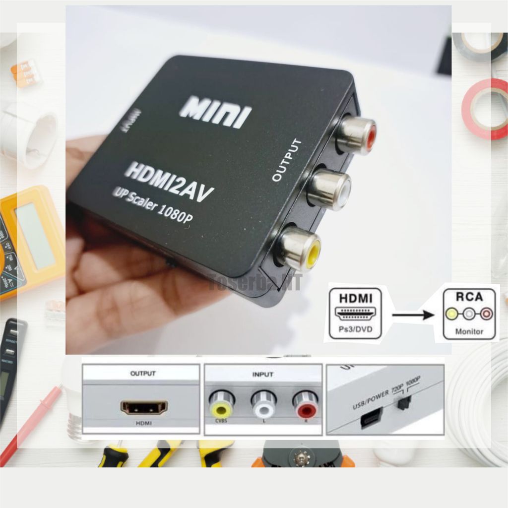 ใหม่ Mini HDMI12AV UP Scaler 1080P, HDMI to AV RCA Converter | Shopee ...