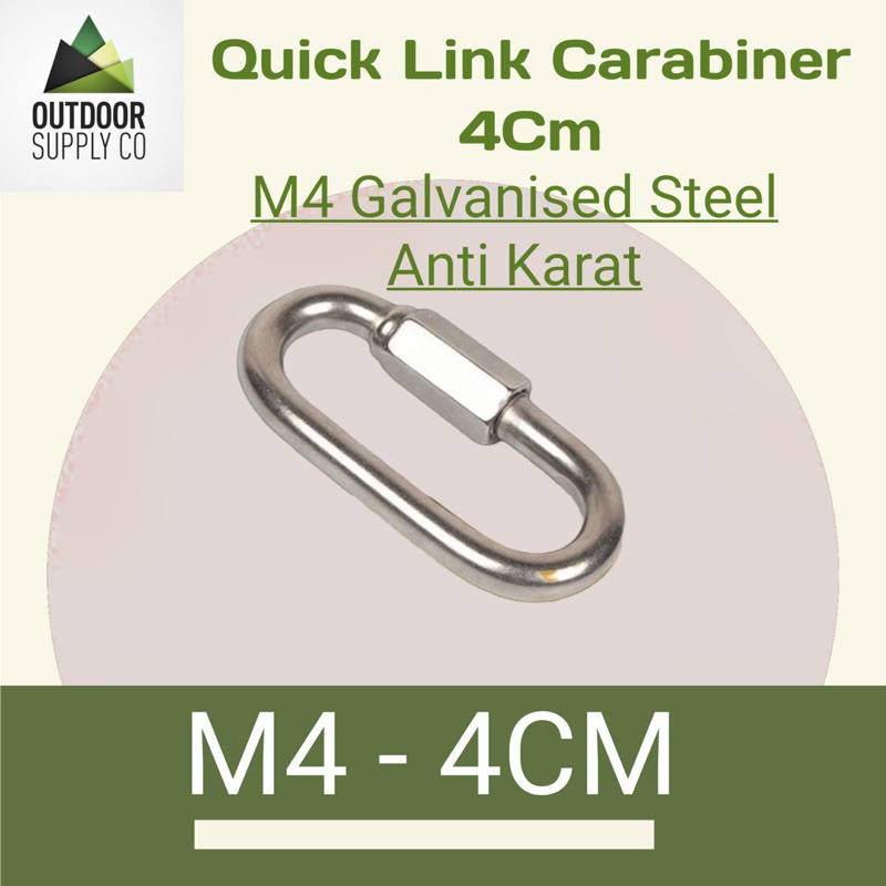 Quick Link Carabiner 4 ซม.รูปไข่ Carabiner สกรูล็อคเหล็กชุบสังกะสี M4 ...
