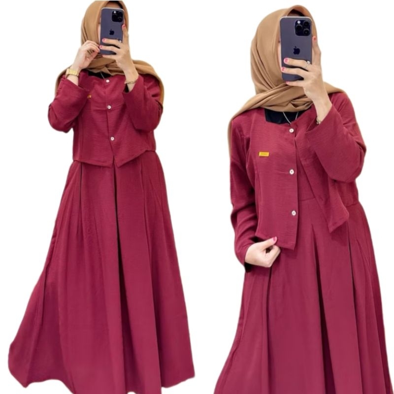 Overall Set 2 in 1 Simple 2 in 1 ผู้หญิง gamis Eid 2025 gamis รุ่น ...