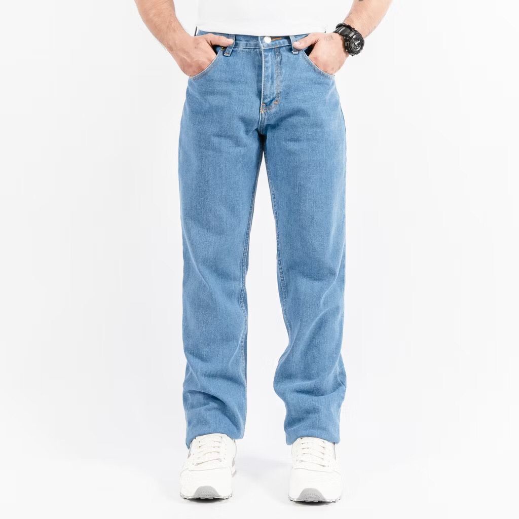 Regular Basic Denim Jeans ไซส์ใหญ่ สีฟ้าอ่อน | Shopee Thailand