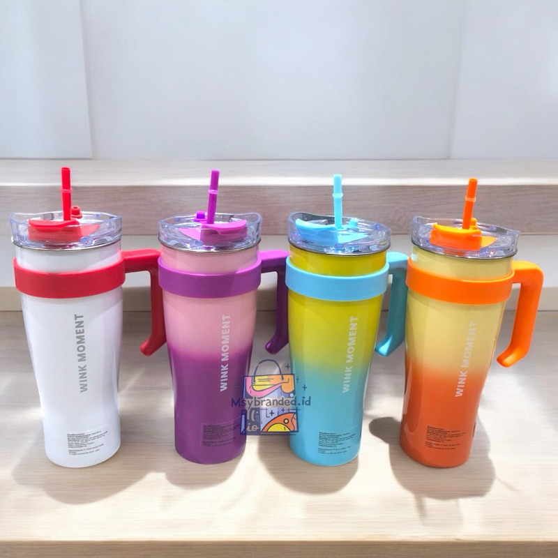 Miniso WINK MOMENT TUMBLER ขวดน้ําสแตนเลสพร้อม STRAW 1600ml | แก้วน้ํา ...