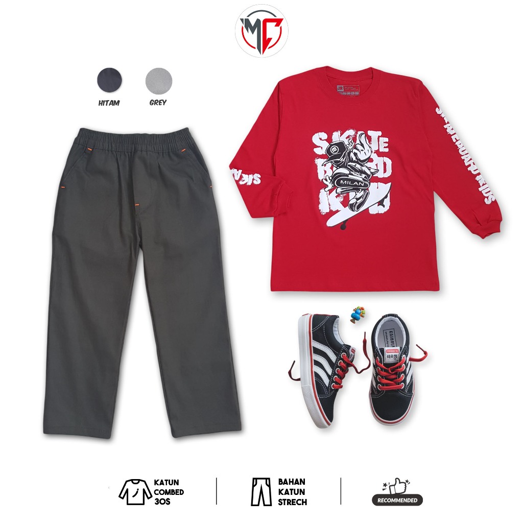 Maximo.co Childrens Skaters Red and Long Chino Distro Clothes Set อายุ ...