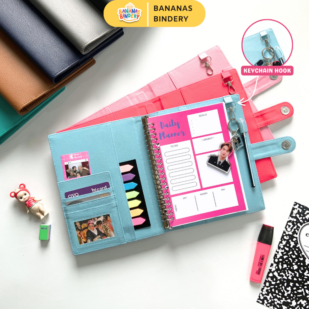 หนังพรีเมี่ยม Plain Binder Special Edition พวงกุญแจตะขอแหวน 20 หลุม A5 ...