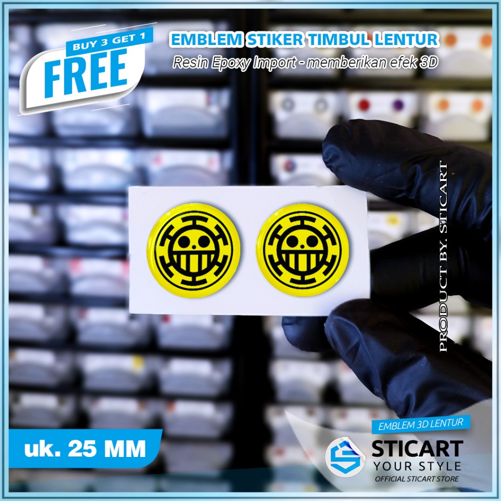 Trafalgarlaw Series ONE PIECE EMBLEM นูน 2 ชิ้นสติกเกอร์รถจักรยานยนต์ ...