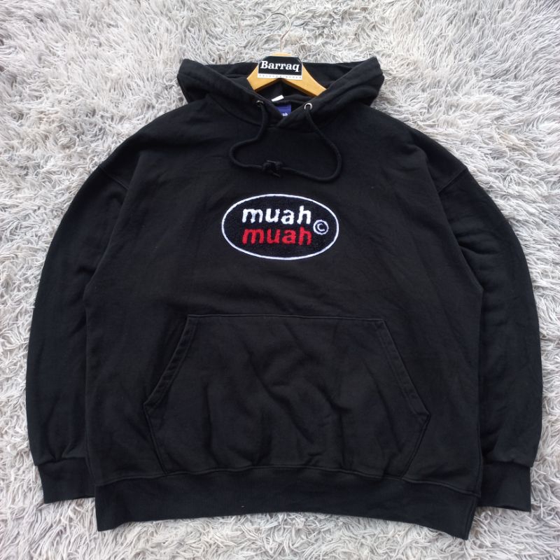 Muah Muah Hoodie ผ้าขนหนูปักโลโก้ Boxy Oversize | Shopee Thailand