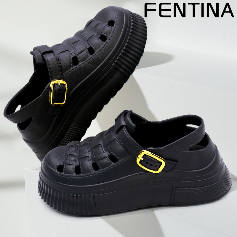FENTINA รองเท้าแตะส้นเตารีดสูงของผู้หญิง FUJI Baim Wedges รองเท้าแตะเยล ...