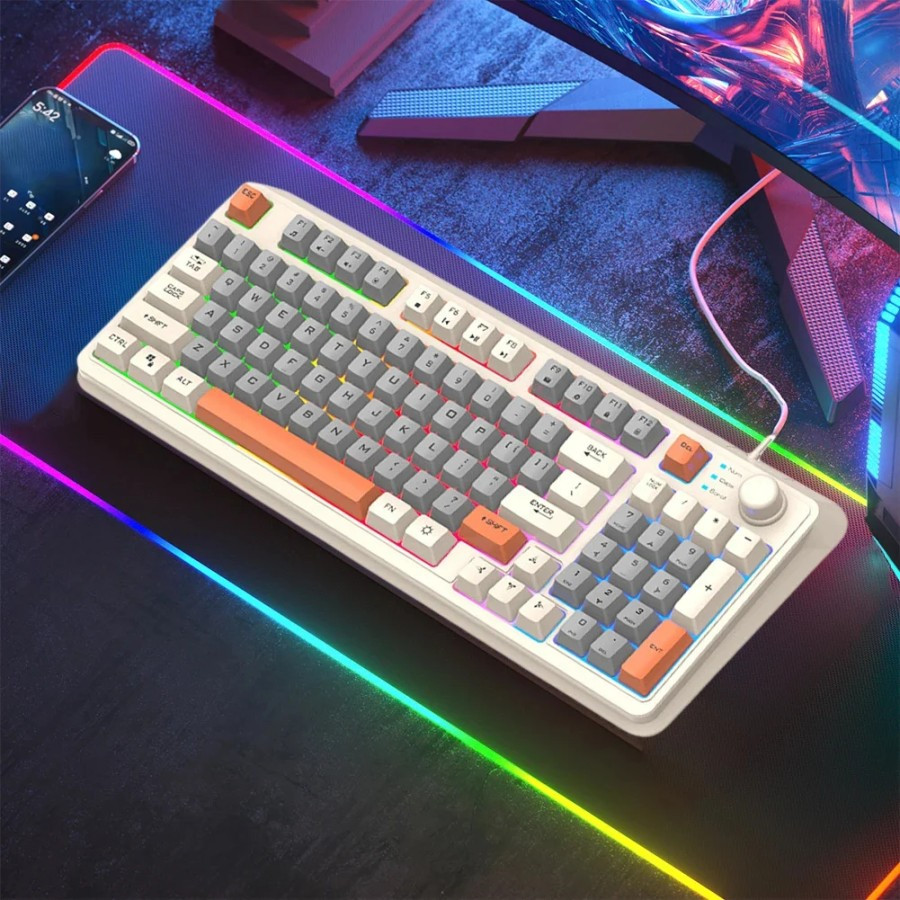 คีย์บอร์ดเกมมิ่ง K820 - คีย์บอร์ดแบบมีสายไฟ RGB / ความรู้สึกเชิงกล | Shopee Thailand