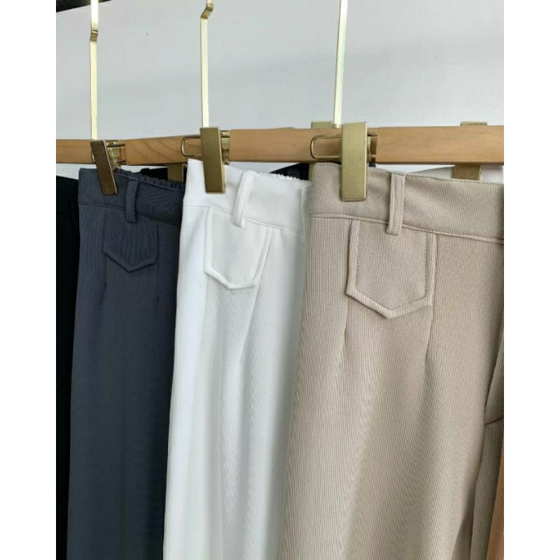 Oro Pants Highwaist Loose Pants Culottes-Premium Rib Knit Womens ...
