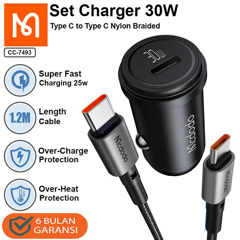 Mcdodo CC 7493 Type-C Car Charger 30w - ฟรีสาย Type-C USB-C 120cm Fast Quick QC PD Power ...