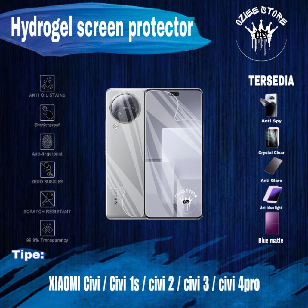 ฟิล์มกันรอยหน้าจอ Hydrogel ป้องกันรอยขีดข่วน XIAOMI civi/ civi 1S/ civi 2/ civi 3/ civi 4 pro ...