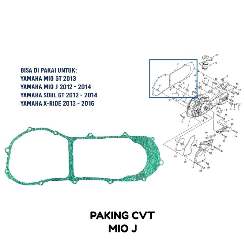 ปะเก็น Mio J CVT - ปะเก็นบรรจุ Perpak Bak Block CVT Yamaha Mio GT Soul ...