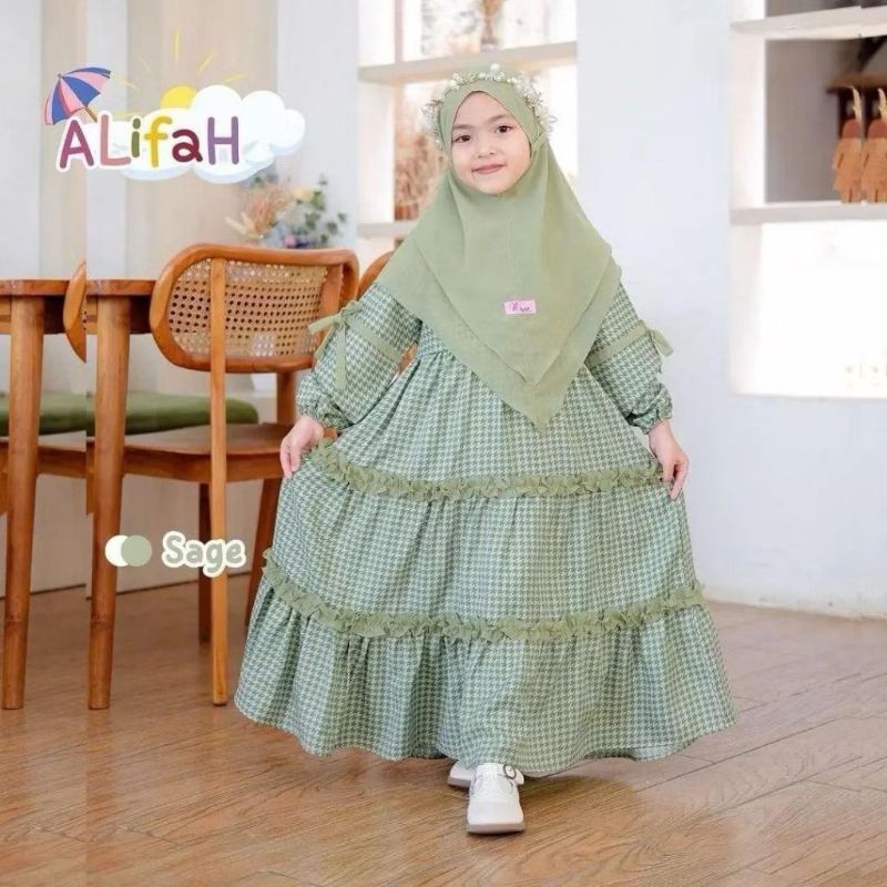 Alifah Square Childrens Gamis set premium Cringkle airflow hijab ...
