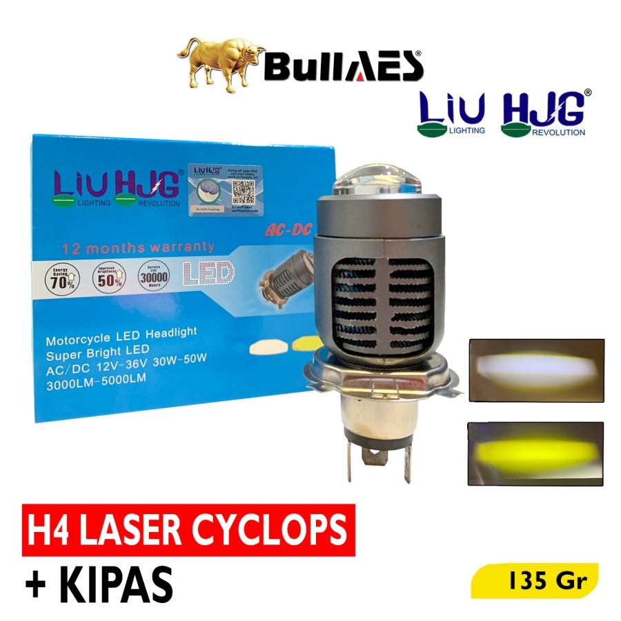 โคมไฟ Led H4 LASER Hi Loo Beam H4 พัดลม Cyclops 30 วัตต์ HJG | Shopee ...