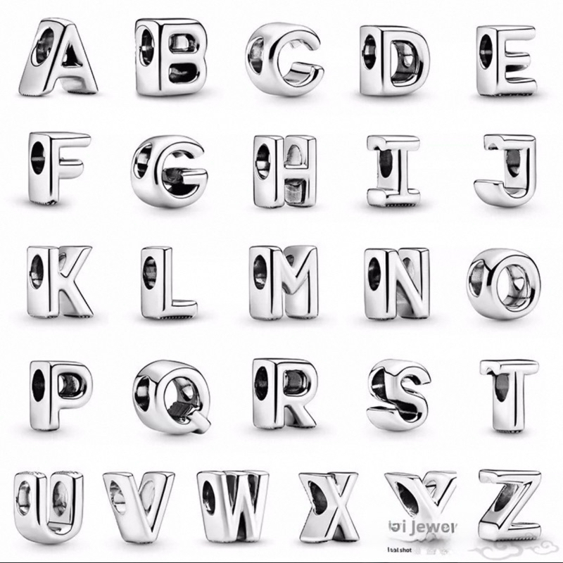 Pandora AZ Silver Charm ตัวอักษรที่กําหนดเองตัวอักษรตัวอักษรเริ่มต้น ...