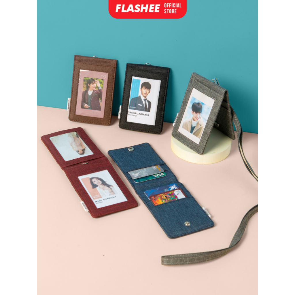 Flashee Lanyard ID Card Holder Brooklyn Name Tag Double Sided Button ...