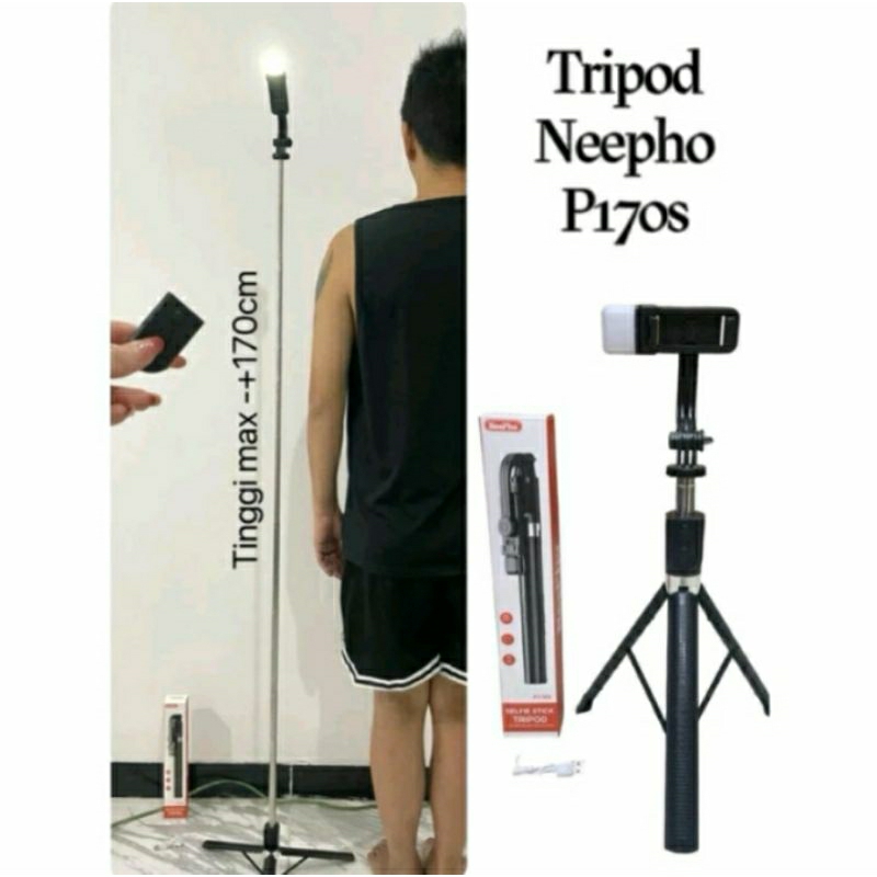NEEPHO P170S แหนบ | ขาตั้งกล้องไฟ นํา + ไม้เซลฟี่สากลบลูทูธระยะไกล ...