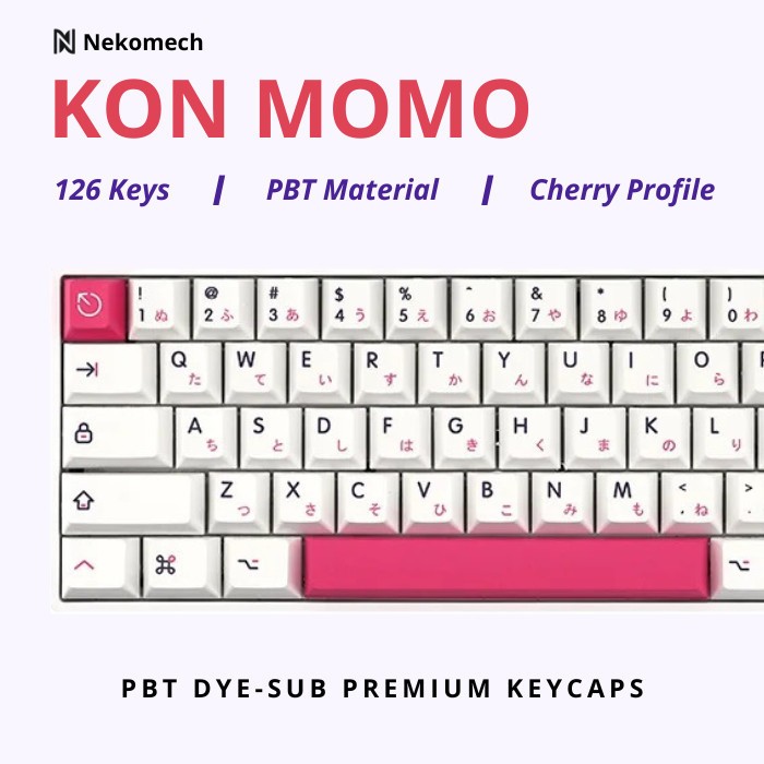 Nekomech ปุ่มกดญี่ปุ่น Kon Momo - ชุดปุ่มกดโปรไฟล์เชอร์รี่ PBT Dyesub ...
