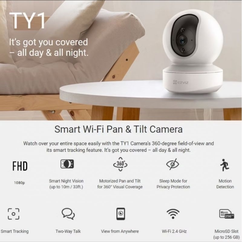 กล้อง กล้อง|กล้องวงจรปิด Ezviz TY1 2MP|1080p Smart Wifi Pan & Tilt รุ่น ...