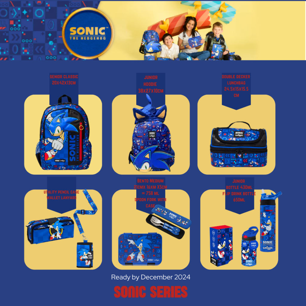 Smiggle SONIC THE HEDGEHOG SERIES กระเป๋าเป้/กระเป๋าเจาะ/กระเป๋าสตางค์ ...