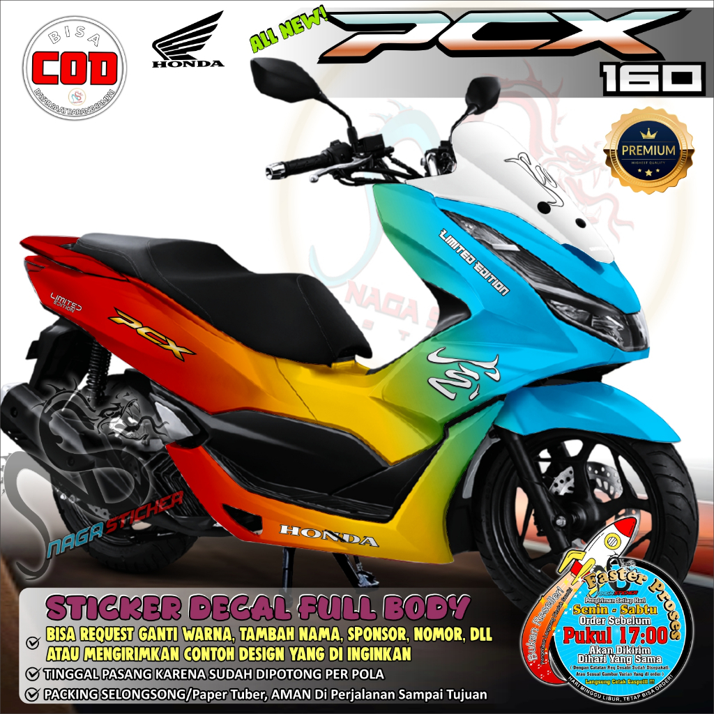 HONDA PCX 160 Full Body Decal สติกเกอร์ 3 สี Motif NS3005 Custom Design ...