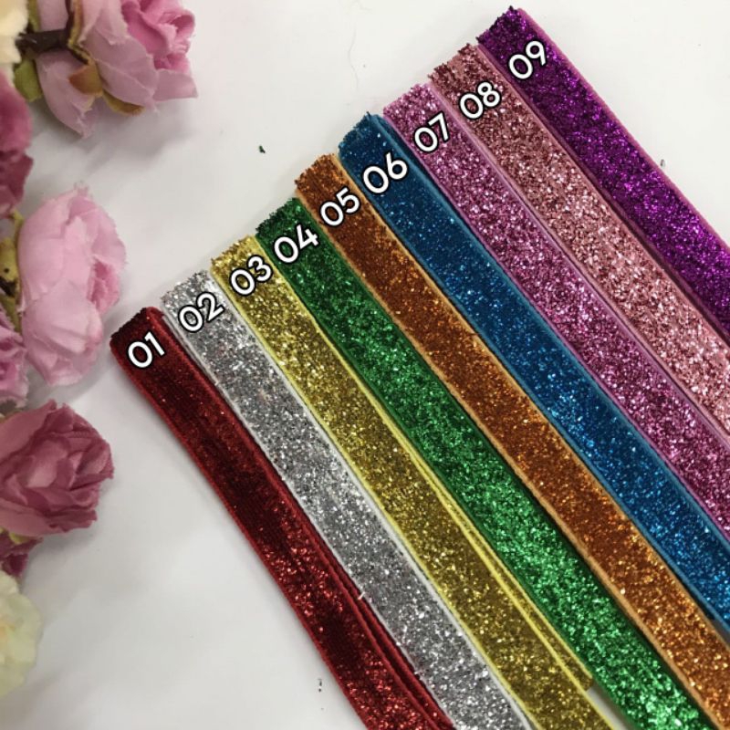 การ์ด 1 ปี | 9มม | ROUGH GLITTER VELVET RIBBON / ROUGH GLITTER BLUDUR ...