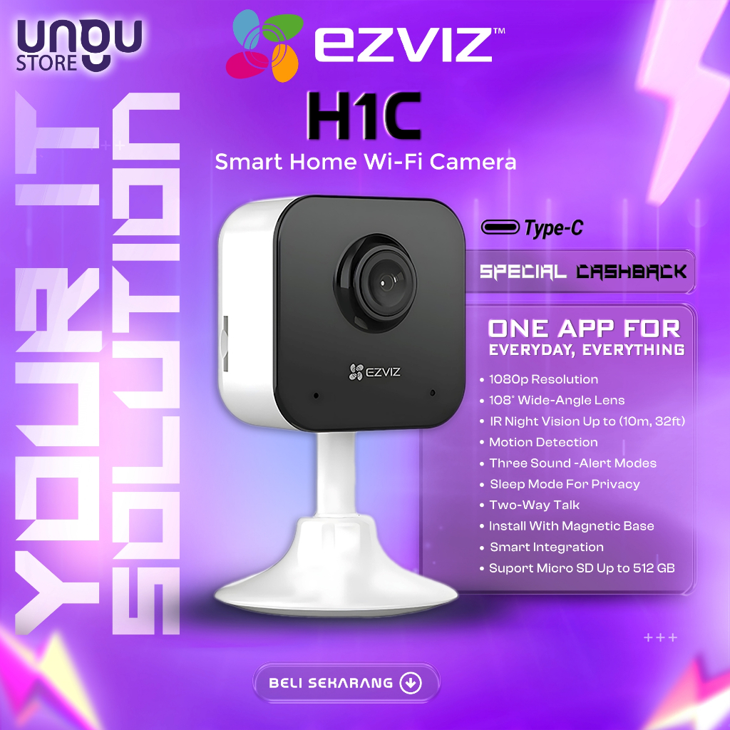 Ezviz H1C กล้องวงจรปิด 2MP สมาร์ทโฮมในร่ม WiFi IP Cam Type-C Two Way ...
