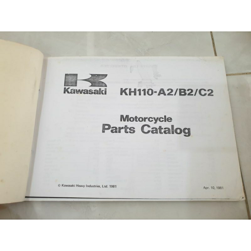 Kawasaki GTO KH110 A2 B2 C2 C2 Copianแคตตาล็อกส่วนหนึ่งแคตตาล็อกหนังสือ ...