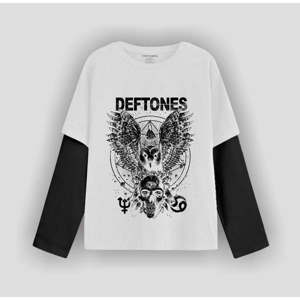 Ganzet Store เสื้อยืดสองชั้นแขนยาว DEFTONES เสื้อยืดผู้หญิงผู้ชาย ...