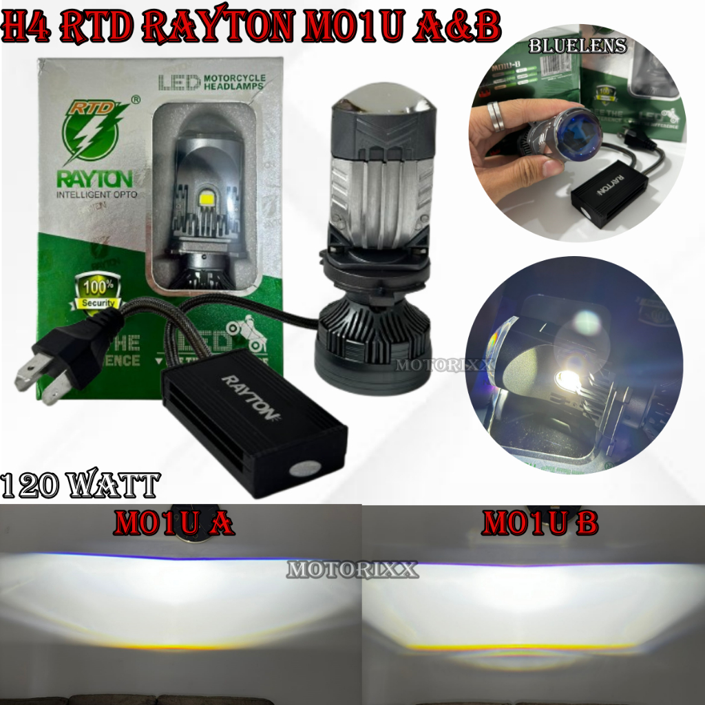 Rtd RAYTON MINI LED BILED PROJECTOR H4 M01U A AND B 120 วัตต์ BLUELENSE ...