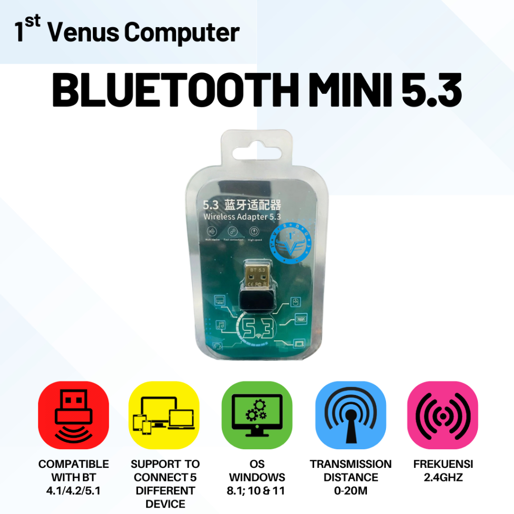 อะแดปเตอร์ Usb BLUETOOTH 5.3 TRANSMITTER RECEIVER DONGLE PC LAPTOP ...