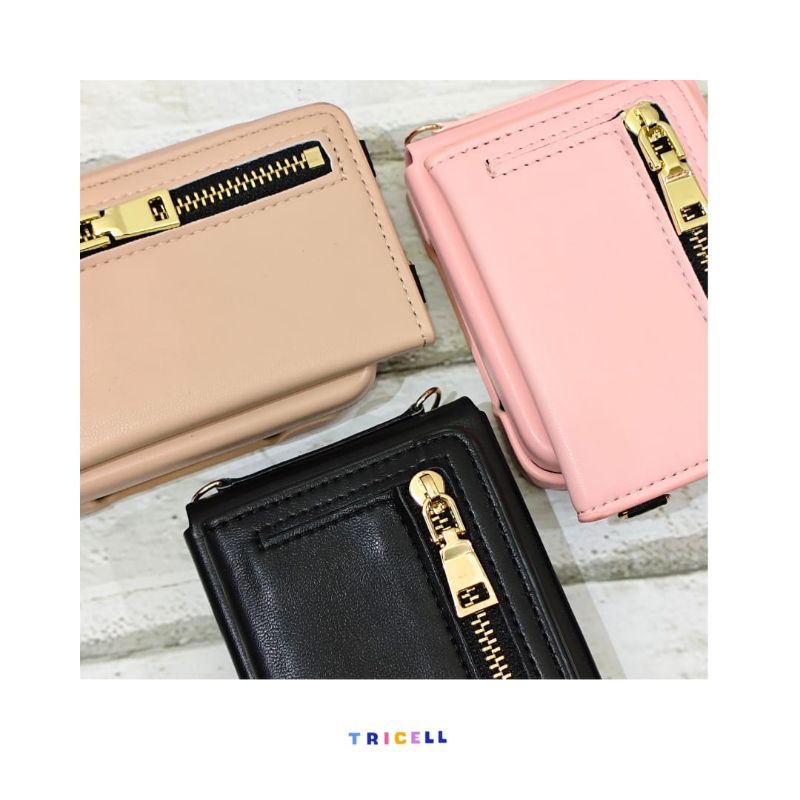 Hardcase SAM Z FLIP6 5G Wallet รุ่น Glossy Color Zipper + สายยาว ...