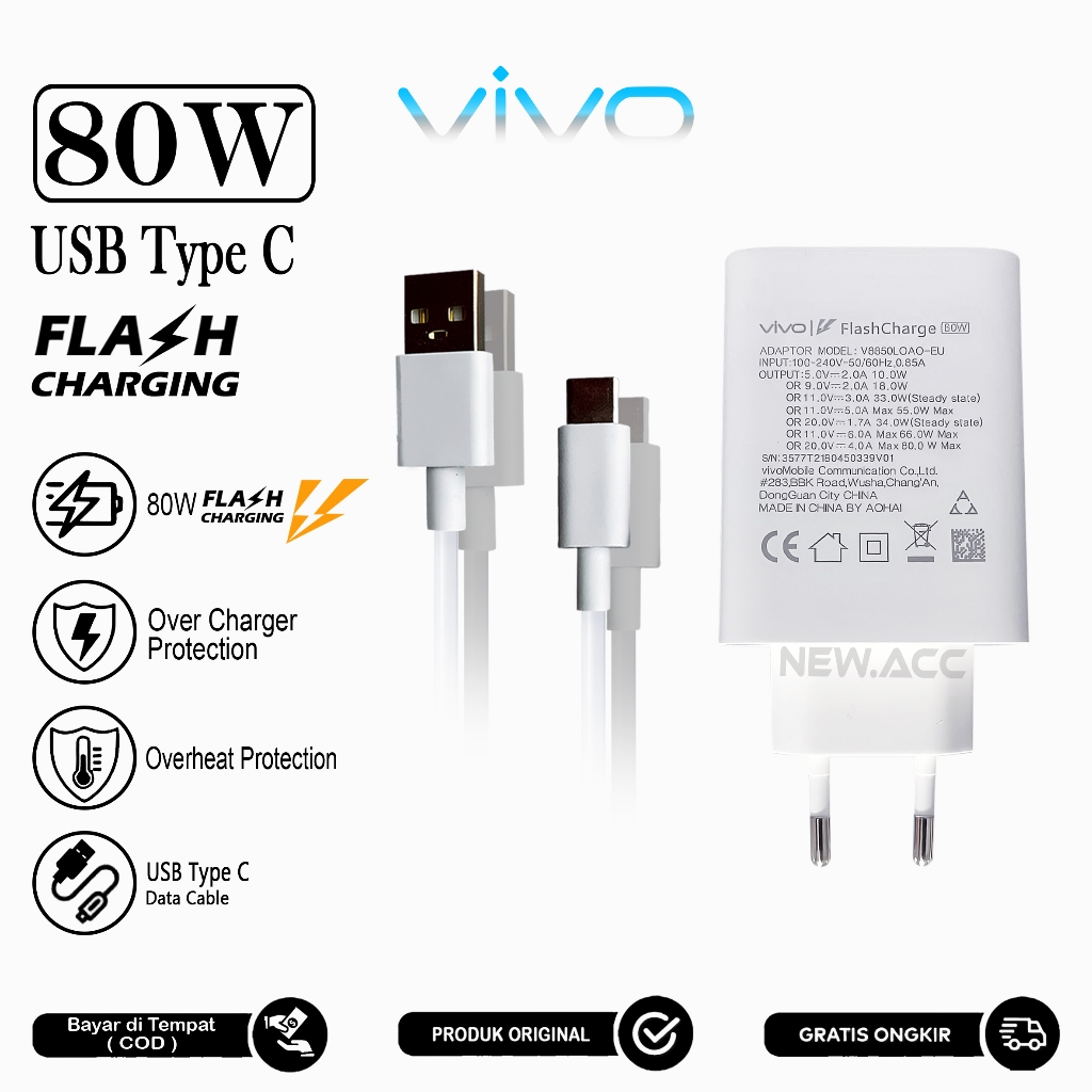 เครื่องชาร์จ Casan Cas Vivo 80W V29 V30 X80 X80 Pro Flash Charger USB ...