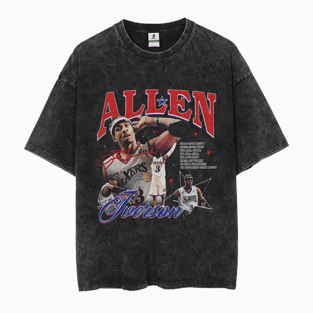 เสื้อยืด Vintage 90s Allen Iverson Style Oversize Washed tee | Shopee ...