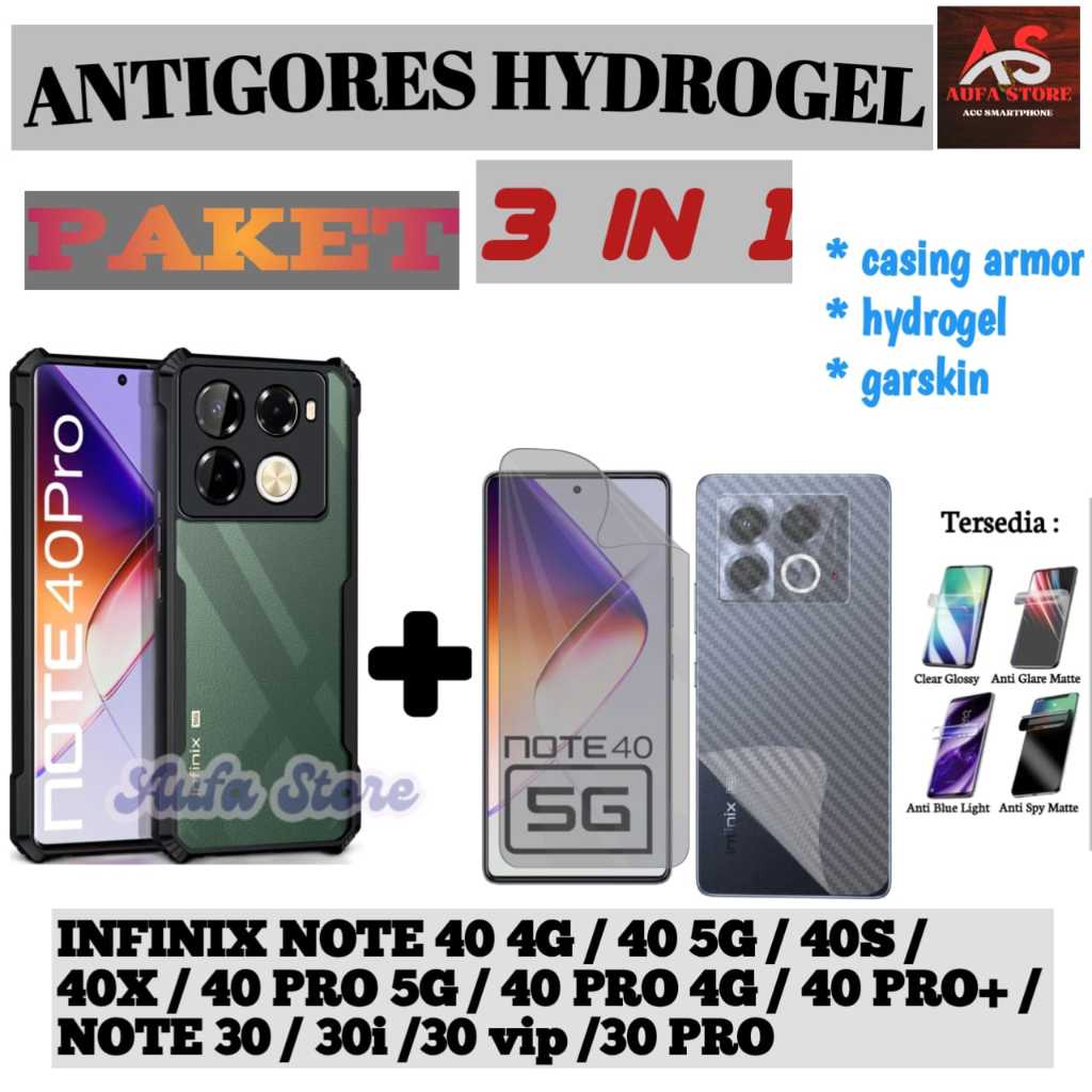 ใหม่ 3in1 และ 2in1 Hydrogel Casing Package สําหรับ INFINIX NOTE 40 4G ...