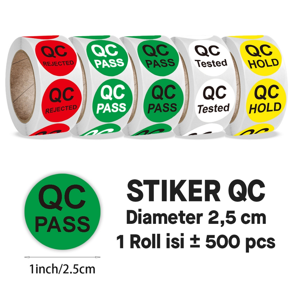 Qc Pass Tested Round Sticker เส้นผ่านศูนย์กลาง 2.5 ซม. (± 500 ชิ้น/ม้วน ...