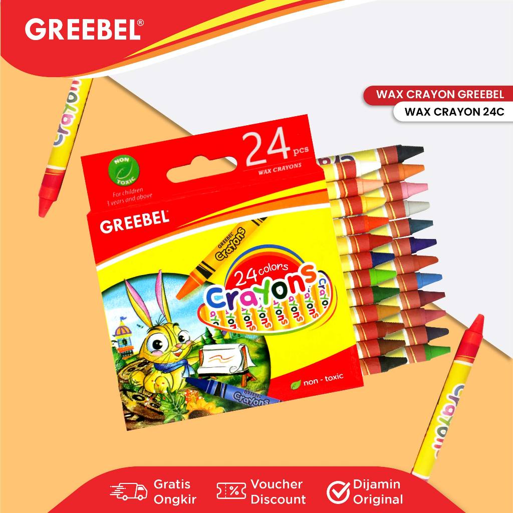 Greebel Crayon Wax Crayons 24 สีสดใส ดินสอสีโรงเรียน | Shopee Thailand